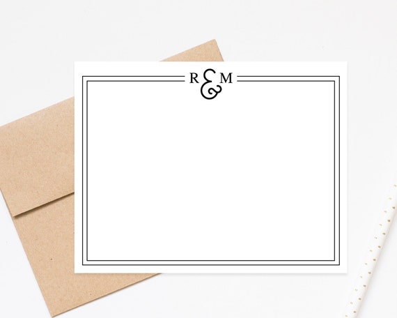 Personalized Monogrammed Stationary With Borders Monogram | Etsy