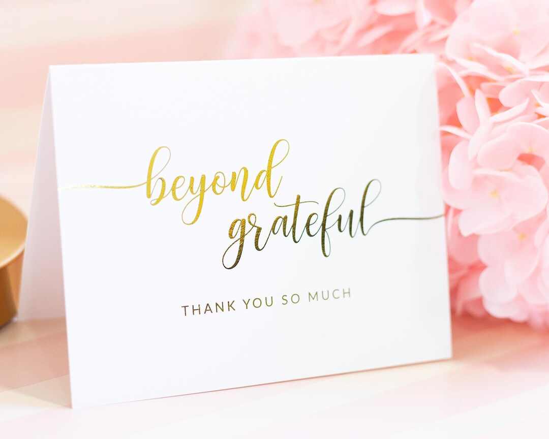 Beyond Grateful Gold Foil Thank You Cards, Luxury Stationery Gift ...