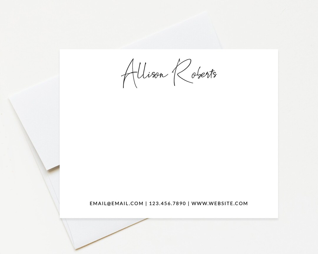 Casual Note Card Set for Business, Personalized Professional Stationery ...
