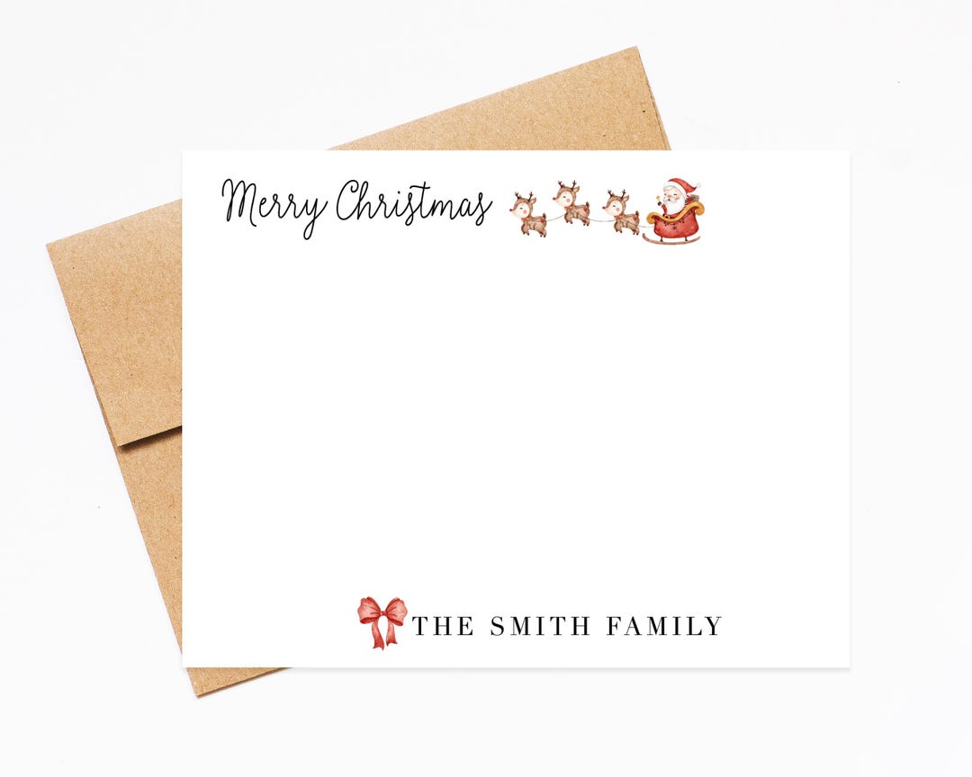 Personalized Holiday Stationery Note for Christmas, Merry Christmas ...