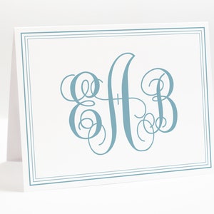 Personalized Monogram Folded Thank You Card, Monogram Folded Stationery ...