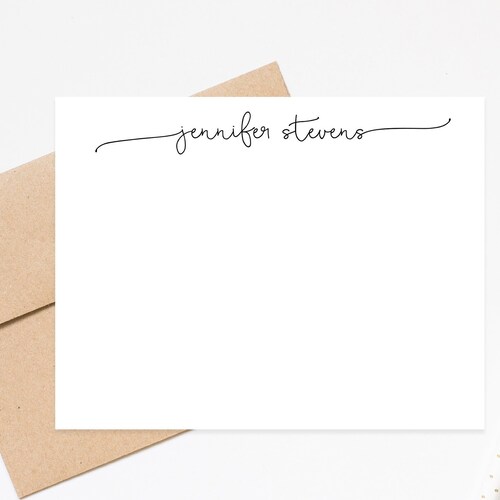 Personalized Script Stationery Cards Set Elegant Flat - Etsy