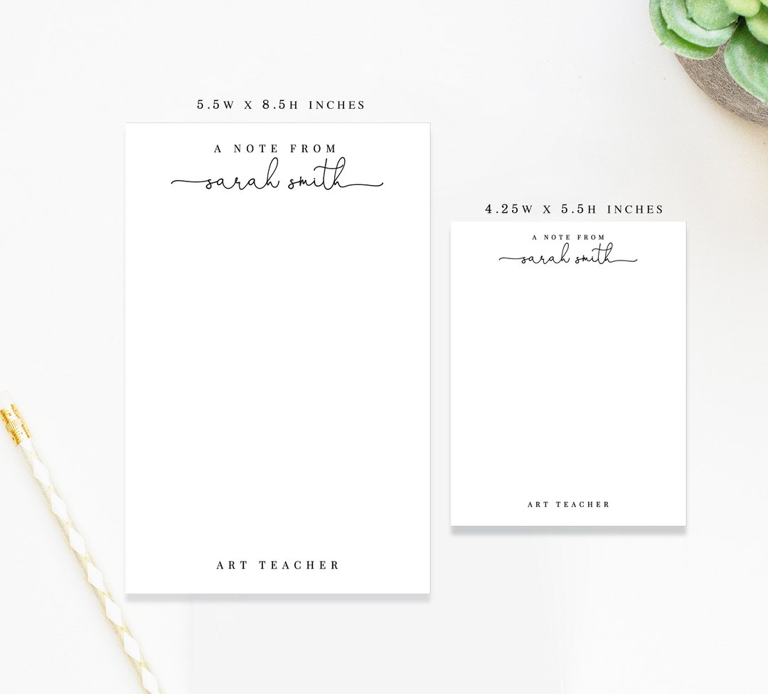 Personalized Script Notepad With for Art Teacher, End of Year School ...