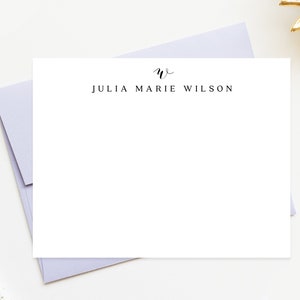 Personalized Stationary Cards With Monogram, Monogrammed Stationary Set With Envelope ...