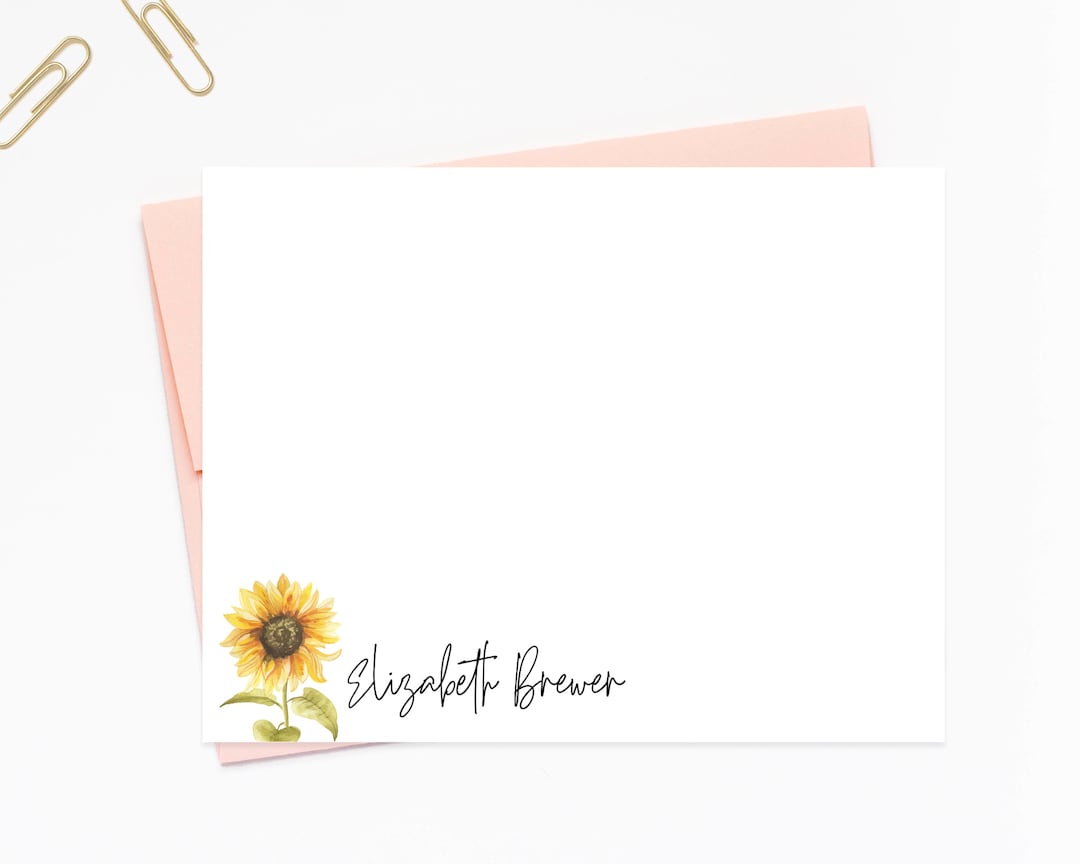 Personalized Sunflower Stationery Gift Set for Her, Sun Flower Note ...