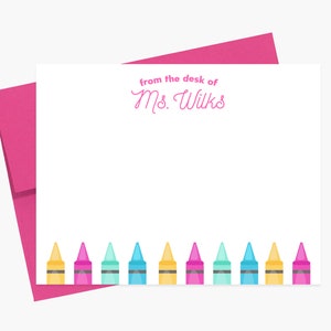 Personalized Stationery With Crayons for Teacher Appreciation Gift ...