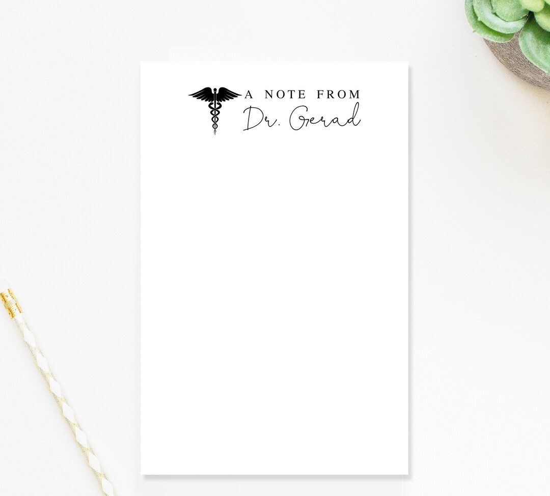 Personalized Medical Caduceus Notepad for Doctor, A Note From Notepad ...