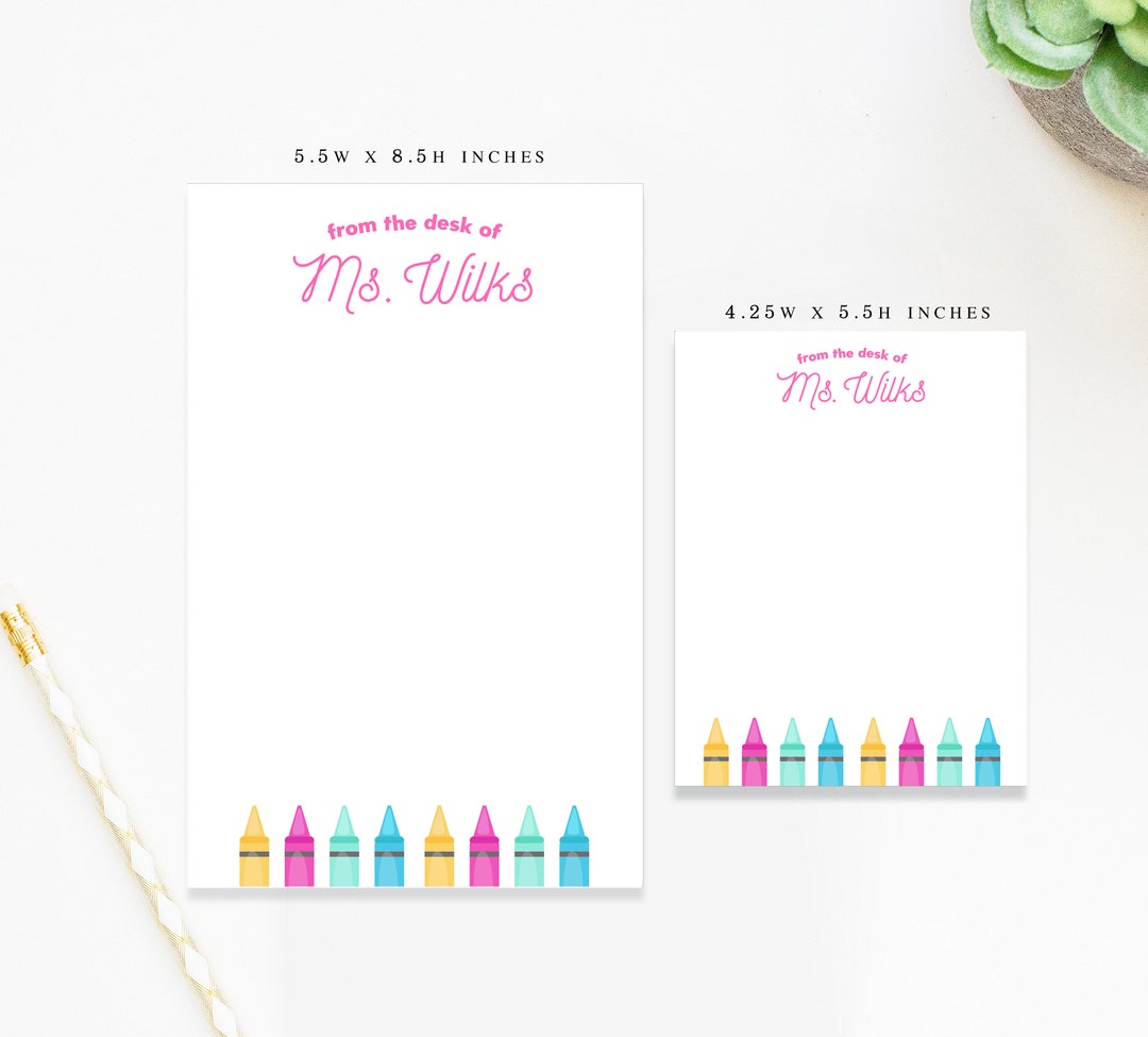 Personalized Notepad With for Art Teacher, Custom Notepad With Crayons ...