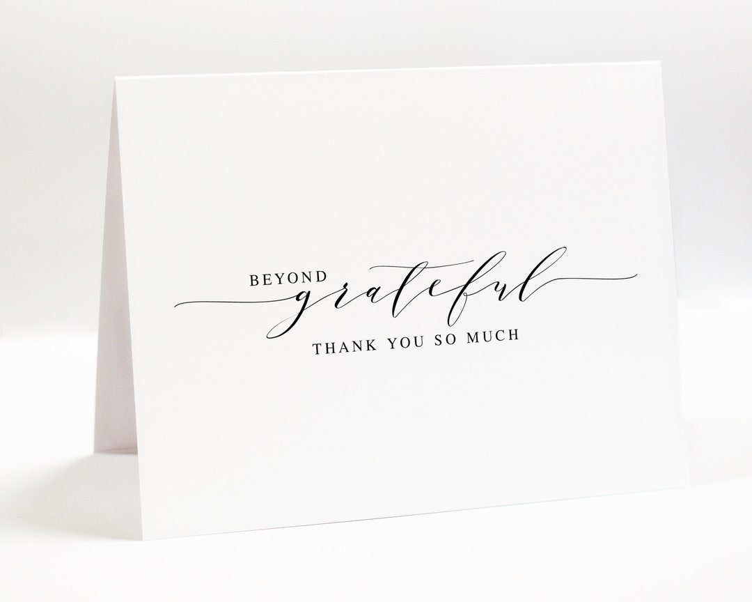 Personalized Beyond Grateful Folded Thank You so Much, 10 Folded Script ...