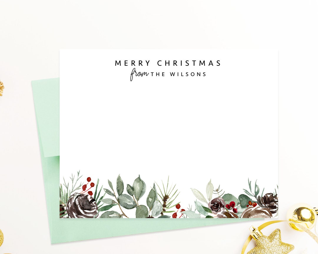 Personalized Christmas Stationary Cards for Family, Custom Holiday Note ...