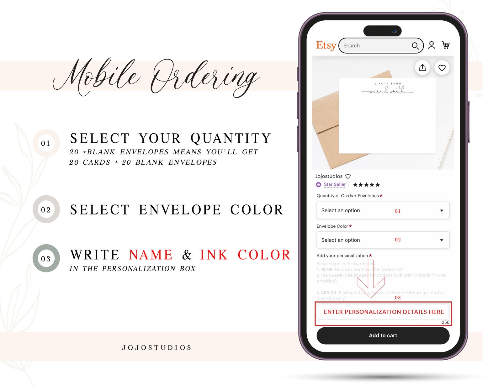 Script Personalized Stationery Cards Set Flat Notecards - Etsy