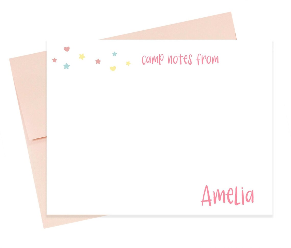 Camp Notes Personalized Stationery Set, Girl Note Cards From Camp ...