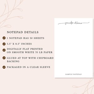 Personalized Script Notepad, Simple and Elegant Notepad, Personalized ...