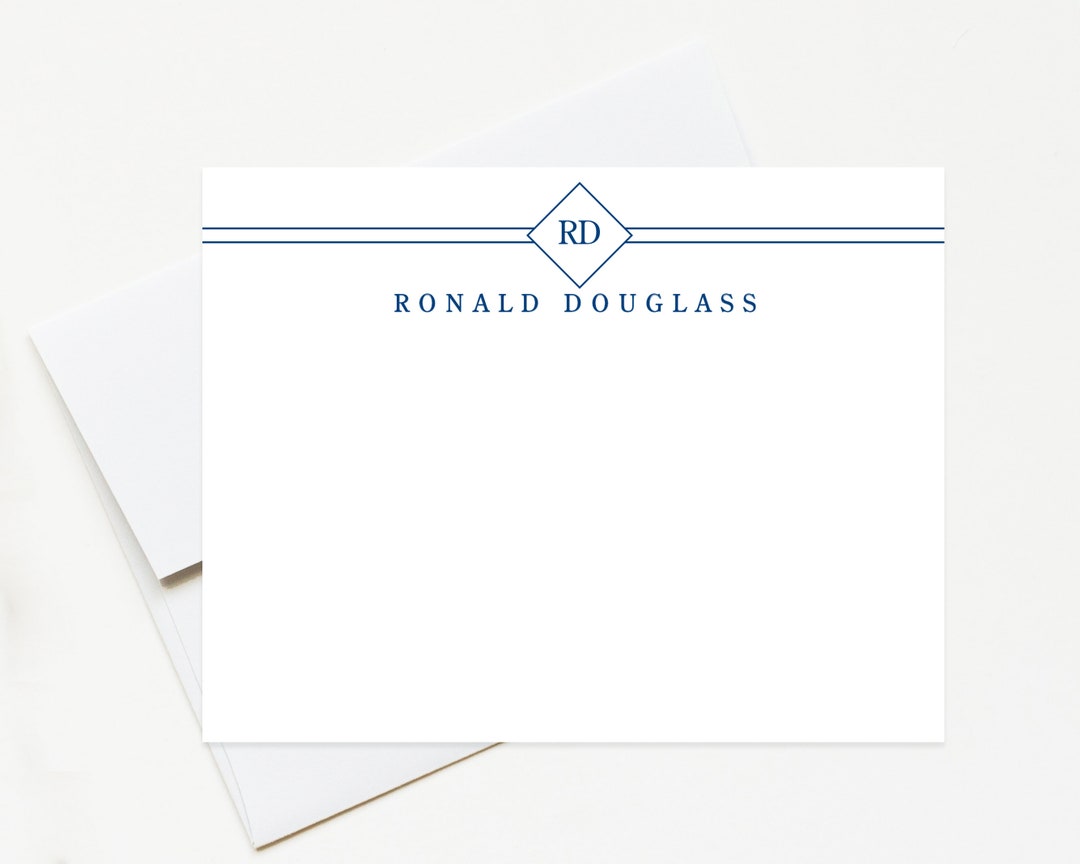 Personalized Modern Stationery Note Cards for Him, Diamond Stationary ...