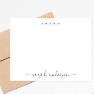 Personalized Script Stationery Cards Set, A Note From Stationary Note ...