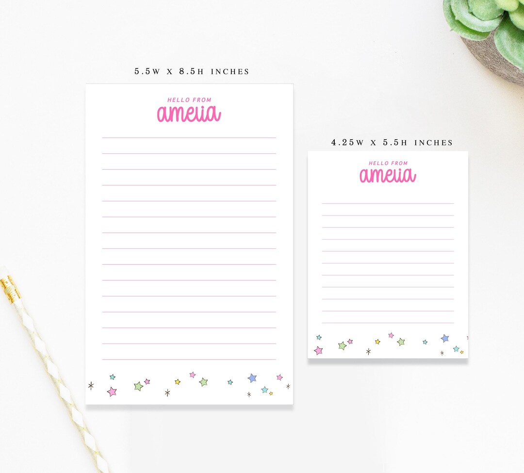 Personalized Notepad for Girls, Regular and Mini, Stationery Set for ...