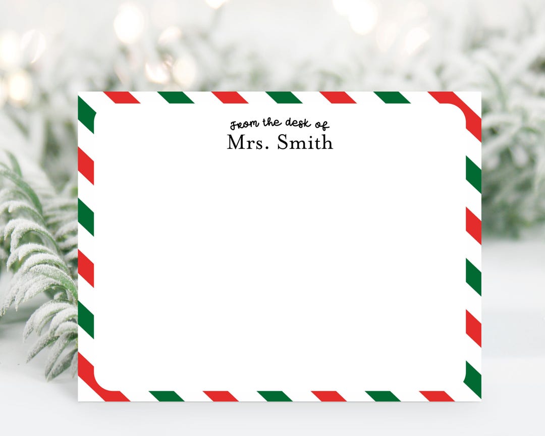 Personalized Christmas Stationery With Green and Red Border, Custom ...