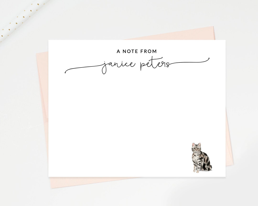Personalized Cat Stationary, A Note From Custom Notecard Stationary ...