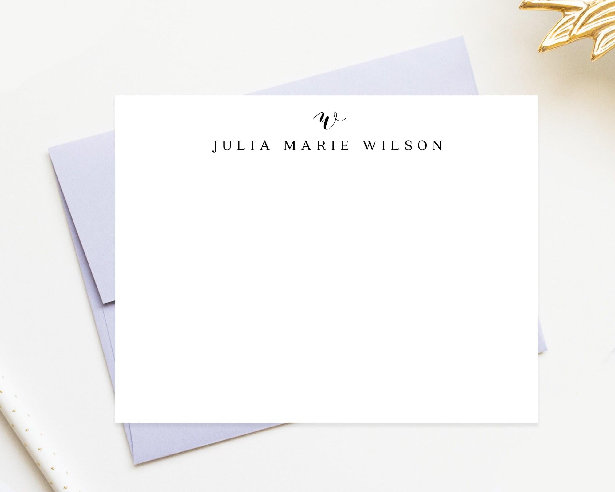 Personalized Stationary Cards With Monogram, Monogrammed Stationary Set ...