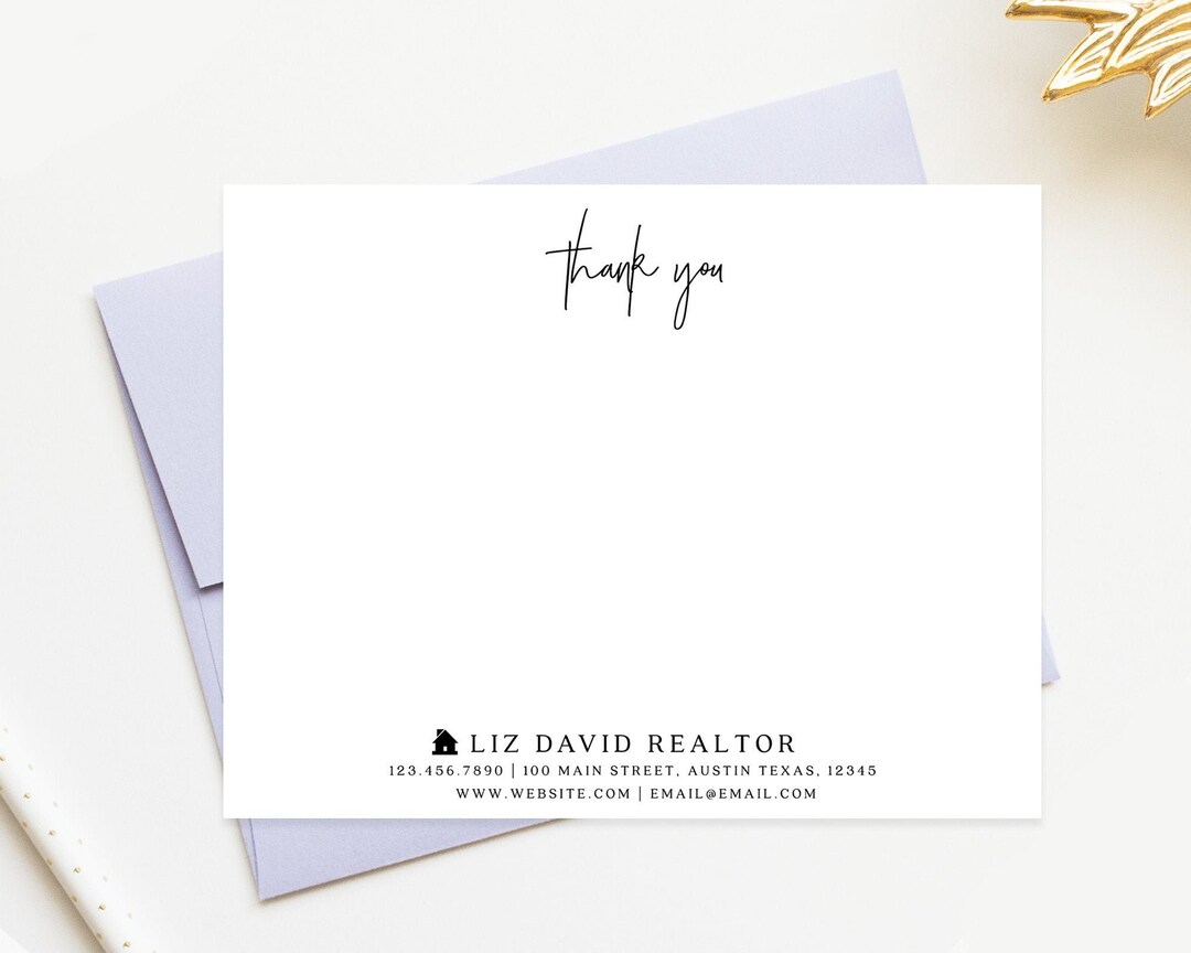 Personalized Realtor Stationery for Business, Custom Thank You Notes ...