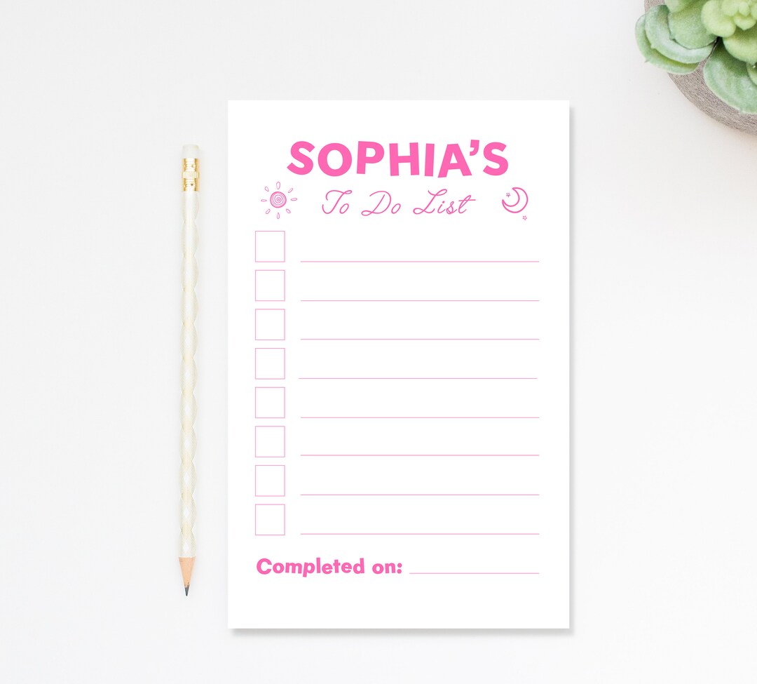 Personalized Stationary Notepad for Kids, Children's To-do List Notepad ...