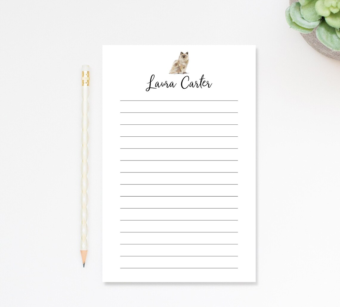 Personalized Cat Notepad Stationery, Notepad With Cat Notes, Custom ...