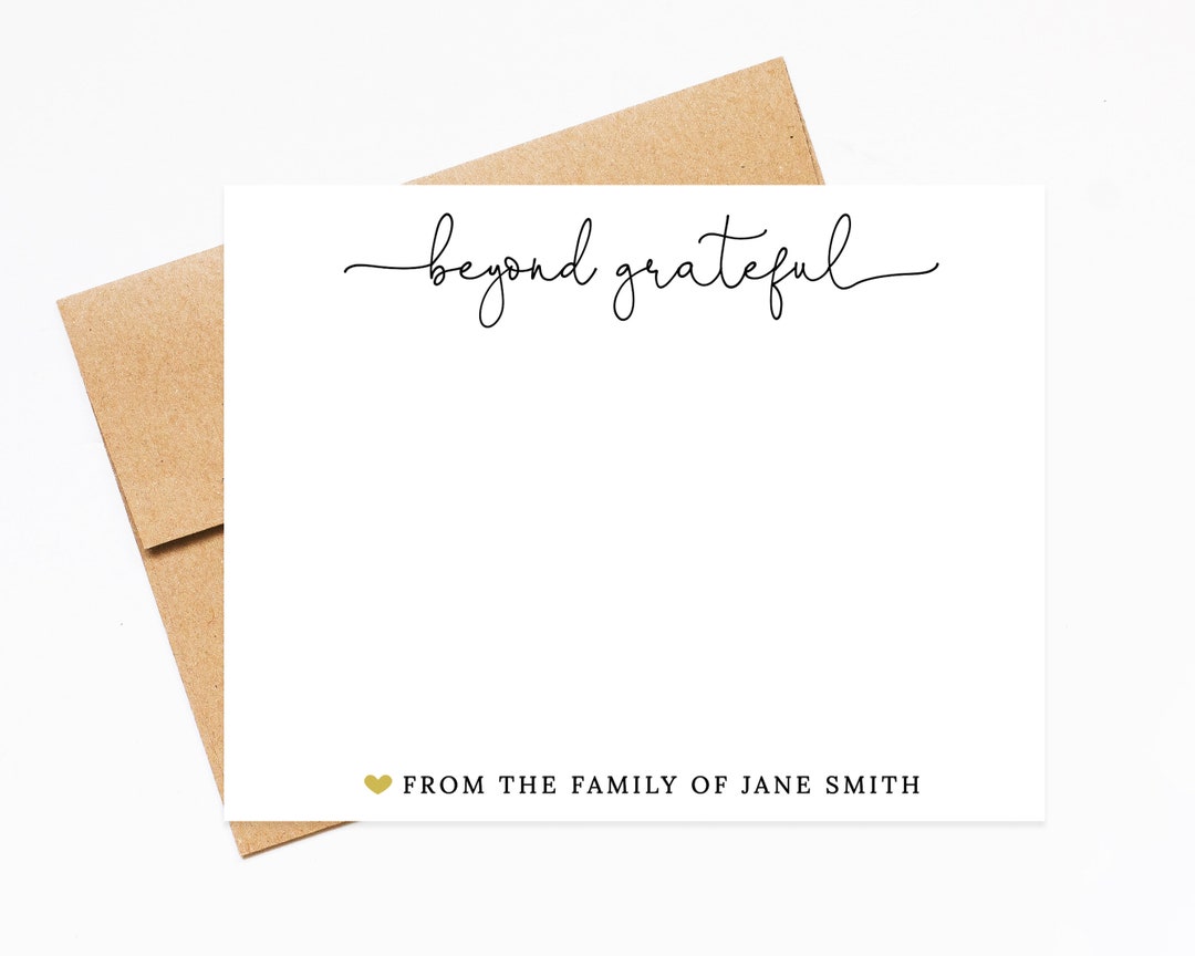 Personalized Beyond Grateful Thank You Card for Any Occasion, Thank You ...