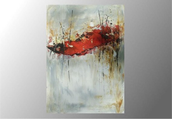 Acrylbild abstrakt rot grau Unikat Leinwandbild abstrakte | Etsy