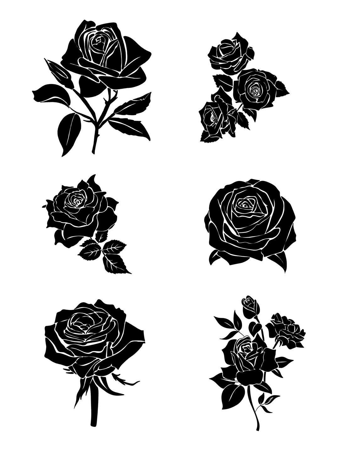 Simple Black Flowers | 6 Flowers | Minimalist Art | BONUS Download ...