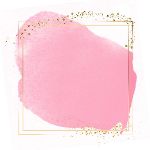 Pink Watercolor Clipart Gold Glitter Rectangle Frame PNG - Etsy