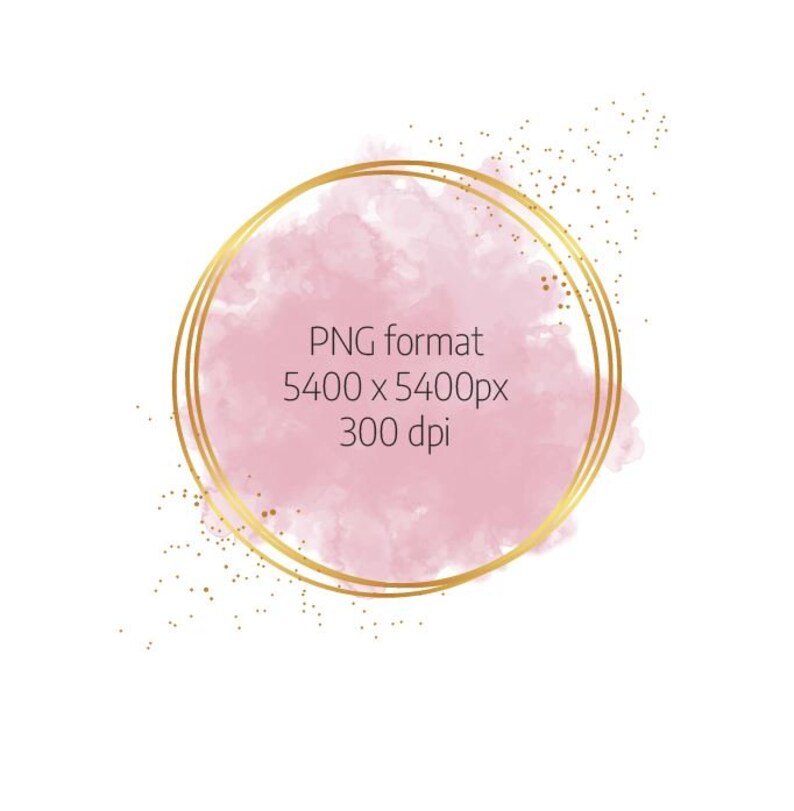 Pink Watercolor Gold Circle Clipart Glitter Border Frame | Etsy