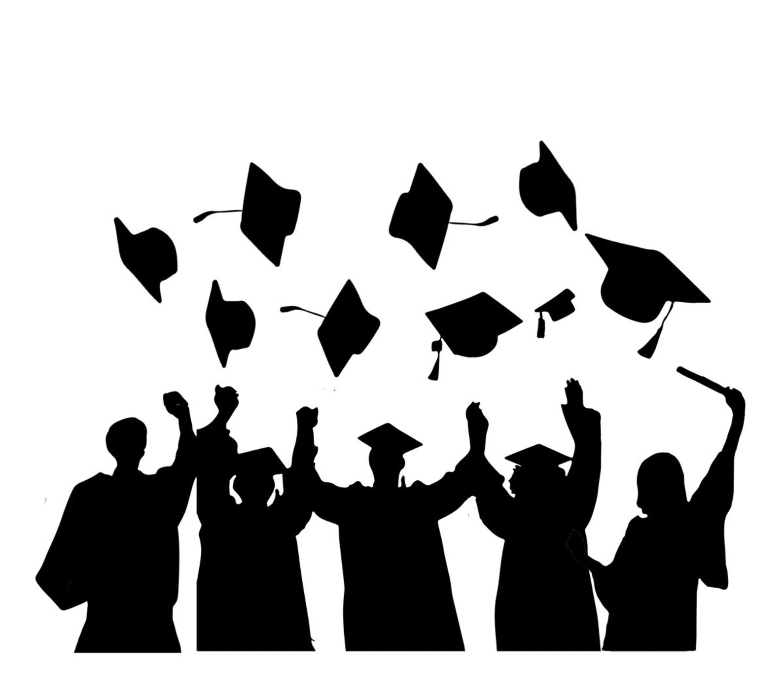 Graduation Clipart | 2021 | Congratulations | Silhouettes Cap Throwing ...