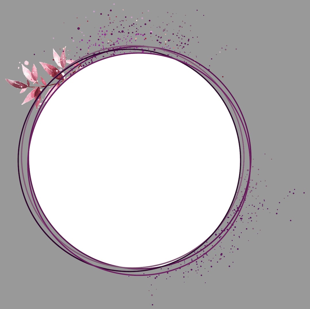 Plum Colored Floral Frame, Minimalist Design, Clipart, High Quality ...