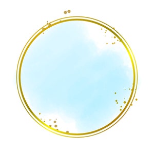 Blue Watercolor | Gold Circle | Clipart | Border Frame | PNG and JPG ...