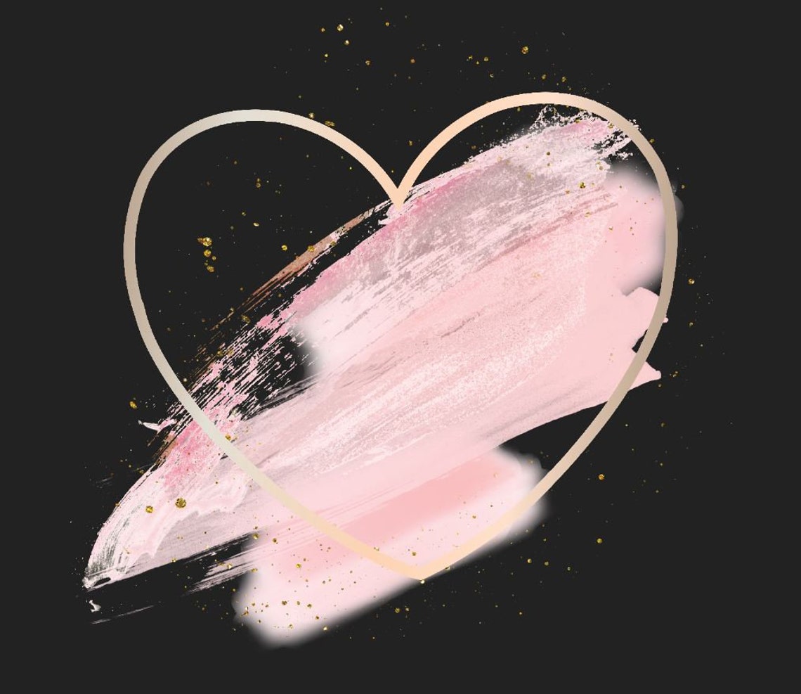 CUSTOM Gold Gradient Heart Around Pink Brush Strokes | Etsy