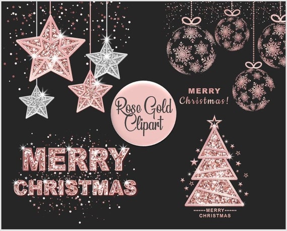 Rose Gold Christmas Clipart All 4 Clipart Designs | Etsy