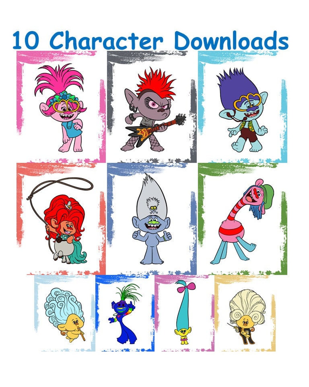 Trolls World Tour I 10 Character Downloads I Wall Art I Poppy I Barb I ...