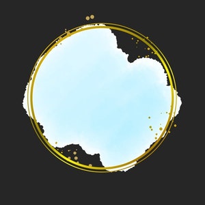 Blue Watercolor | Gold Circle | Clipart | Border Frame | PNG and JPG ...