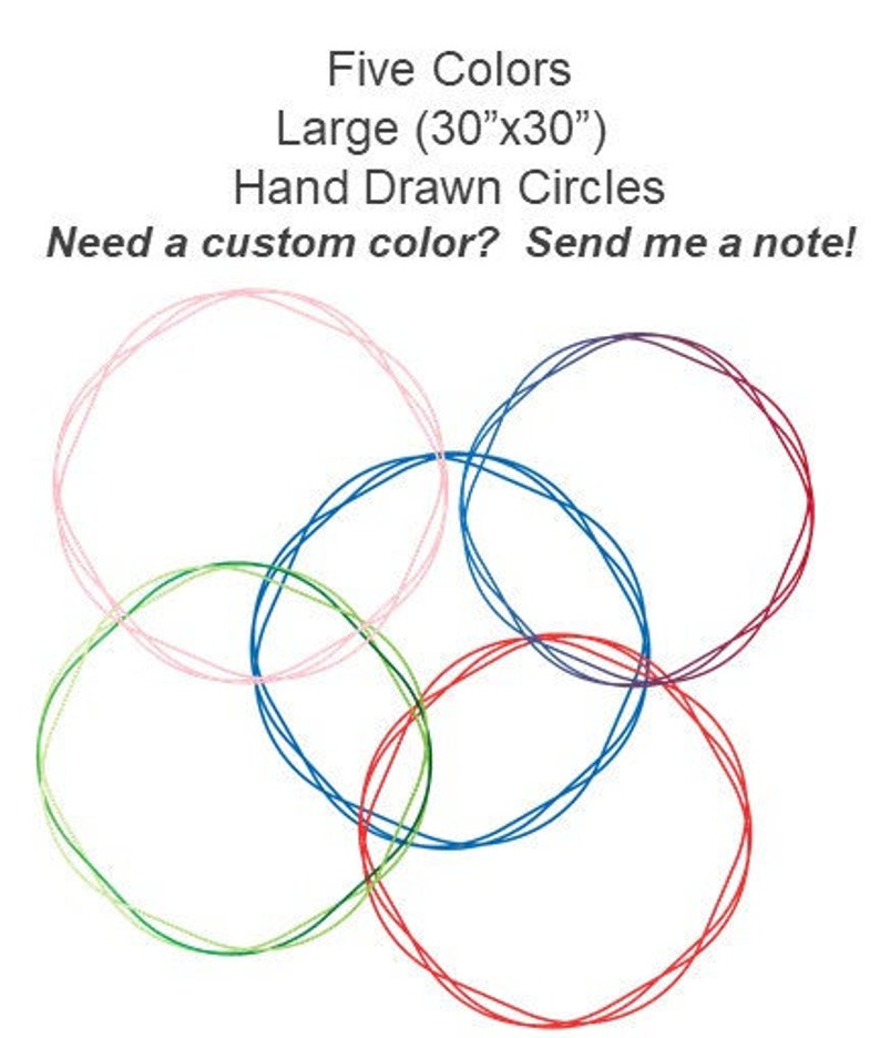 FIVE Hand Drawn Line Circle, High Quality, Wire Circle, Pink, Multi ...