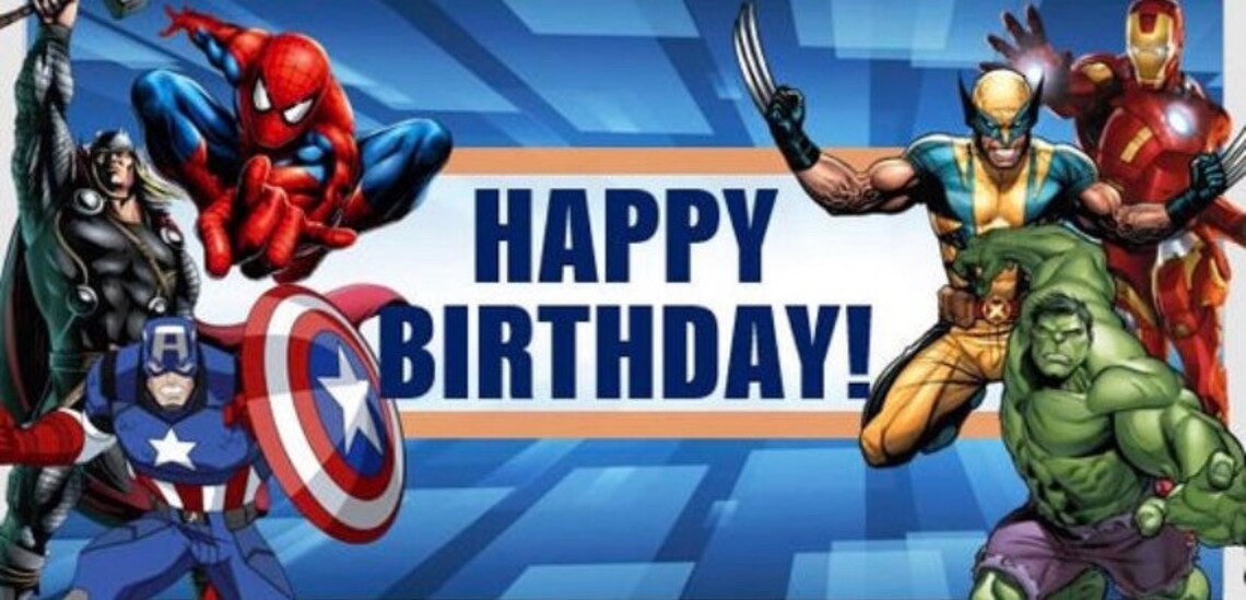 Marvel Superhero Birthday banner Happy Birthday 24 x | Etsy