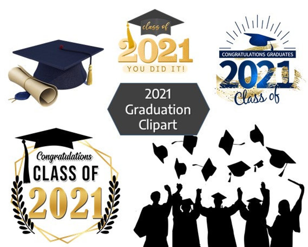 Graduation Clipart | 2021 | Congratulations | Silhouettes Cap Throwing ...