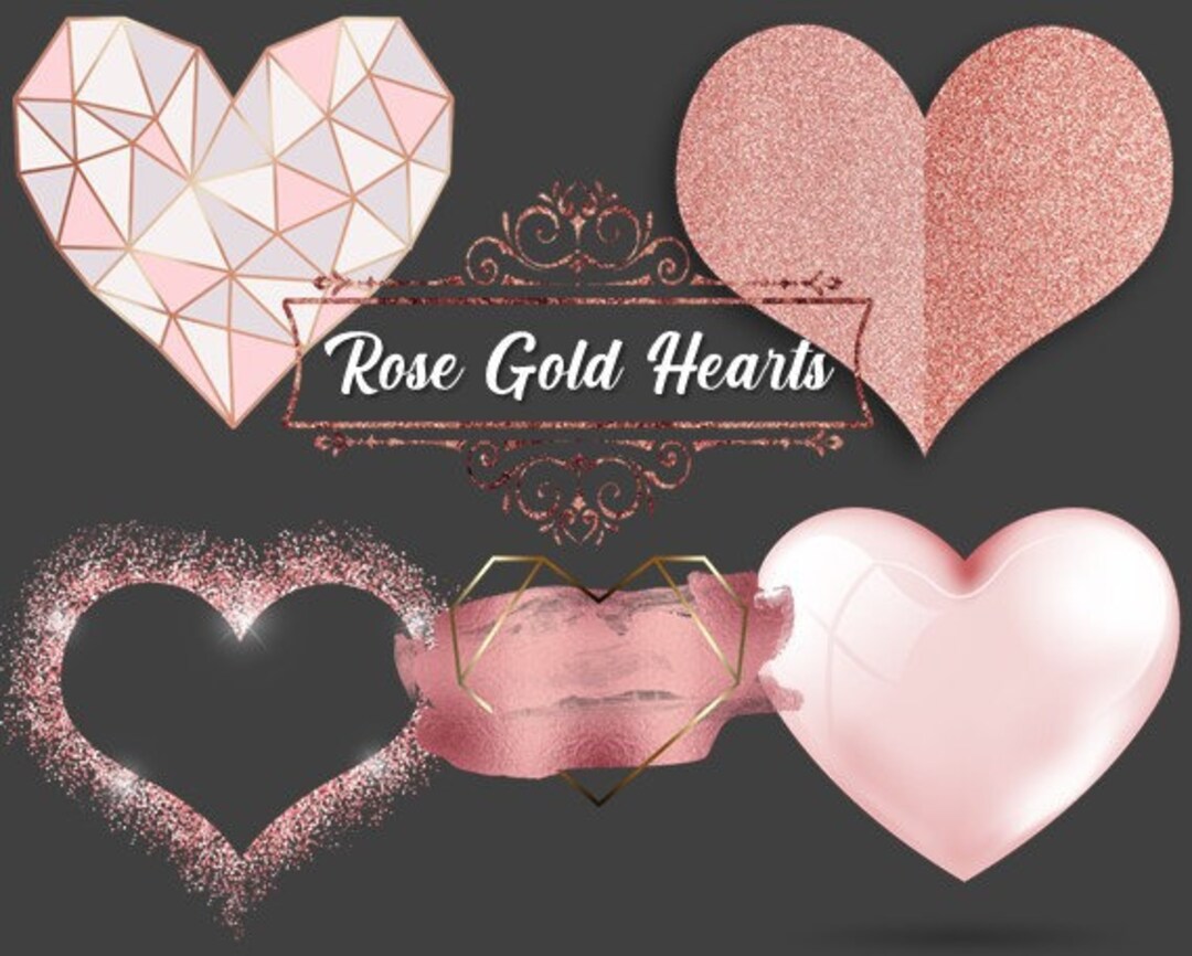 Rose Gold Hearts Clipart - Bundle Pack of Hearts - Instant Download ...