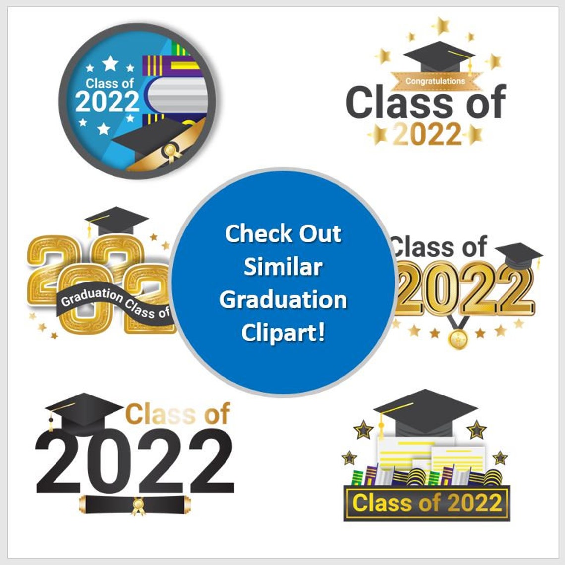 Graduation Frames Clipart | Class of 2022 | 7 Clipart Files | PNG & JPG ...
