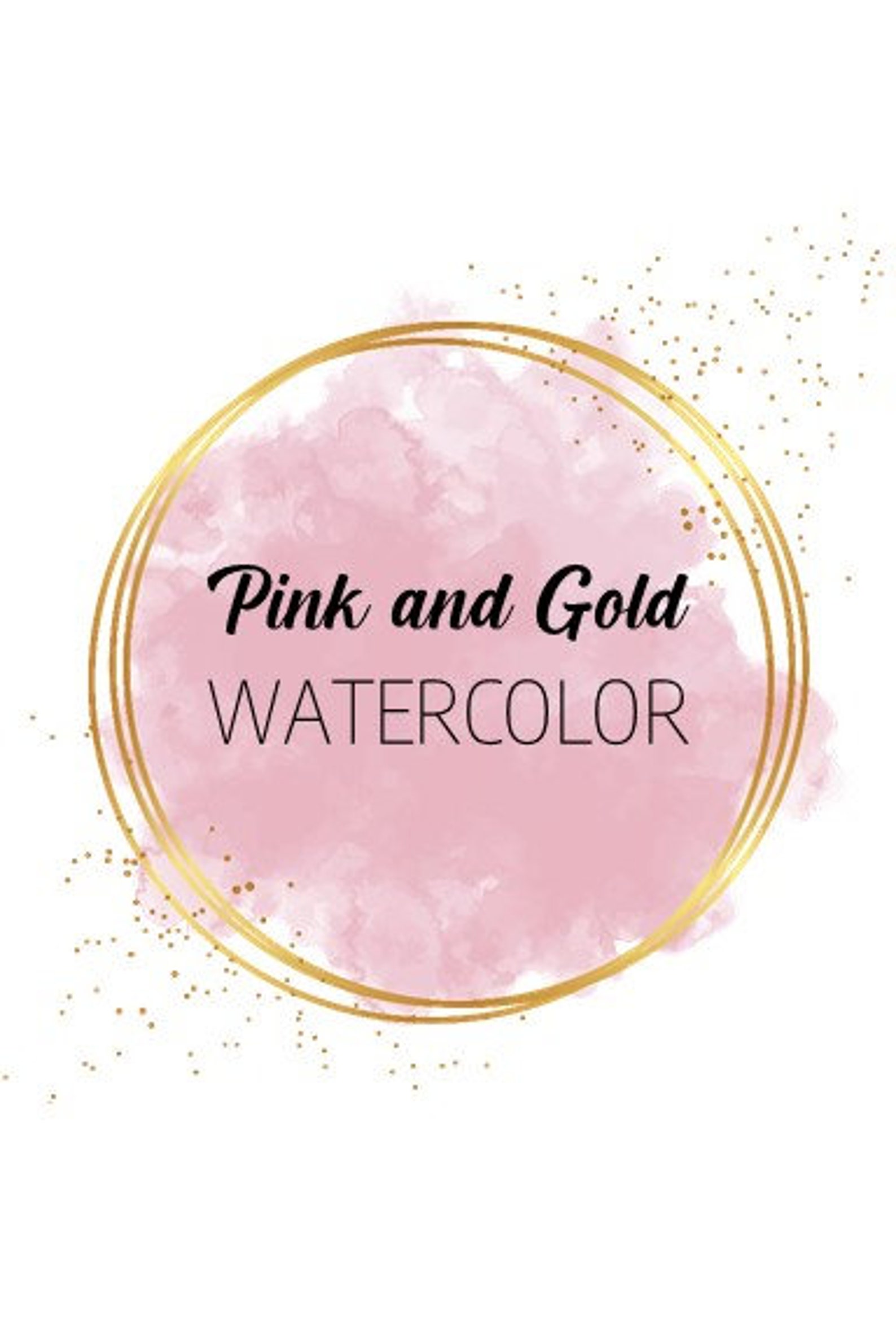 Pink Watercolor Gold Circle Clipart Glitter Border Frame | Etsy Canada