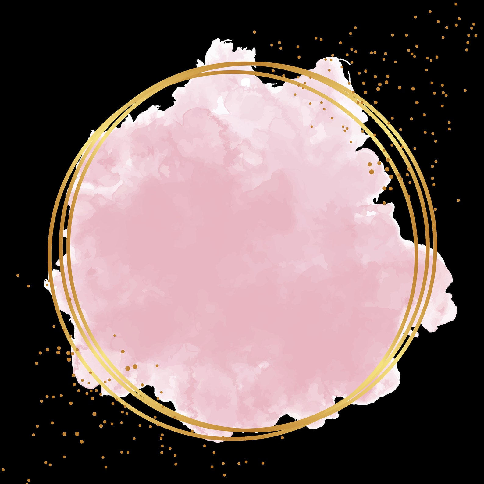 Pink Watercolor Gold Circle Clipart Glitter Border Frame - Etsy Canada
