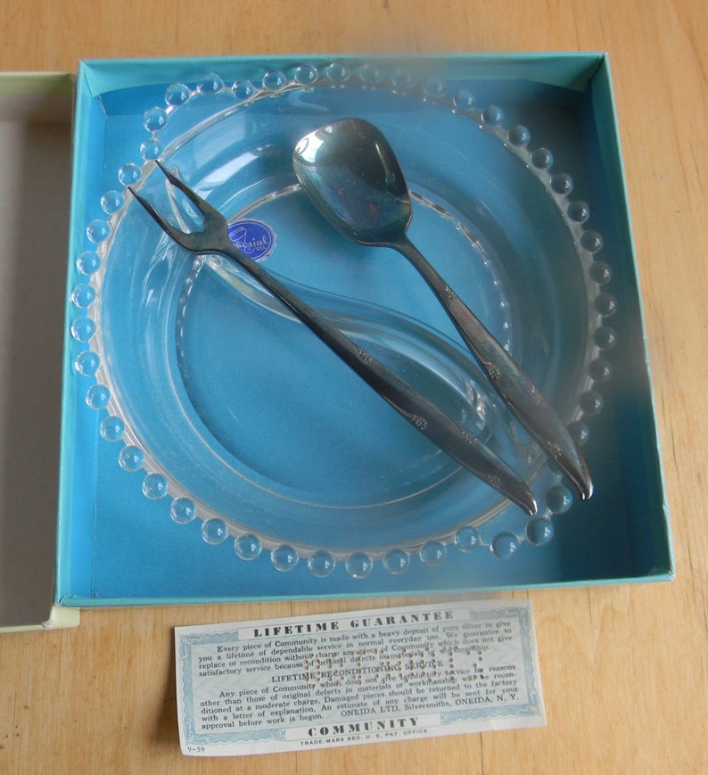 Vintage Candlewick Divided Relish Dish With Silver Fork and Spoon - Etsy