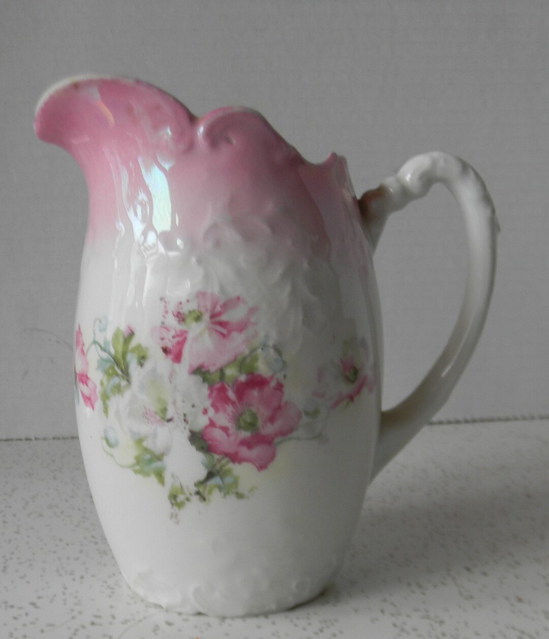Vintage Pink Pitcher Creamer With Flowers - Etsy