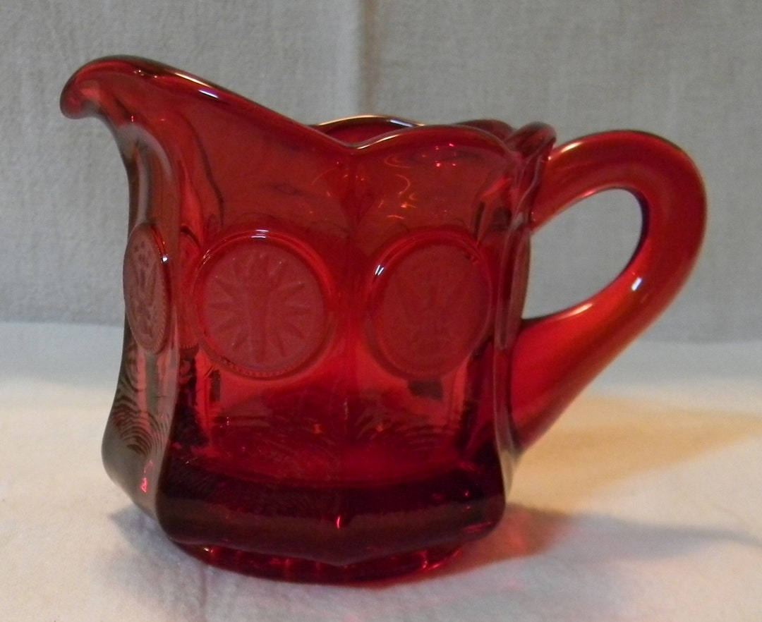 Vintage Fostoria Red Coin Glass Creamer Pitcher - Etsy