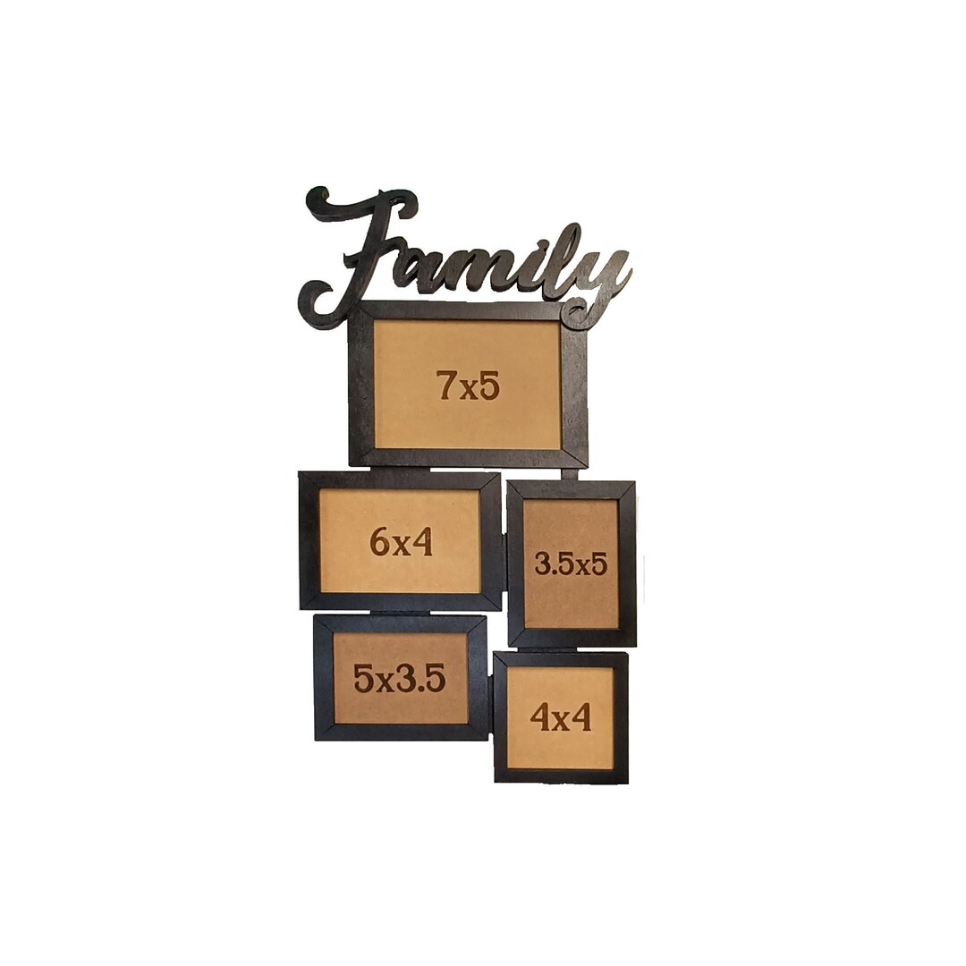 Family 5 Photo Collage Frame Painted Photo Frame, Family Photo Collage ...