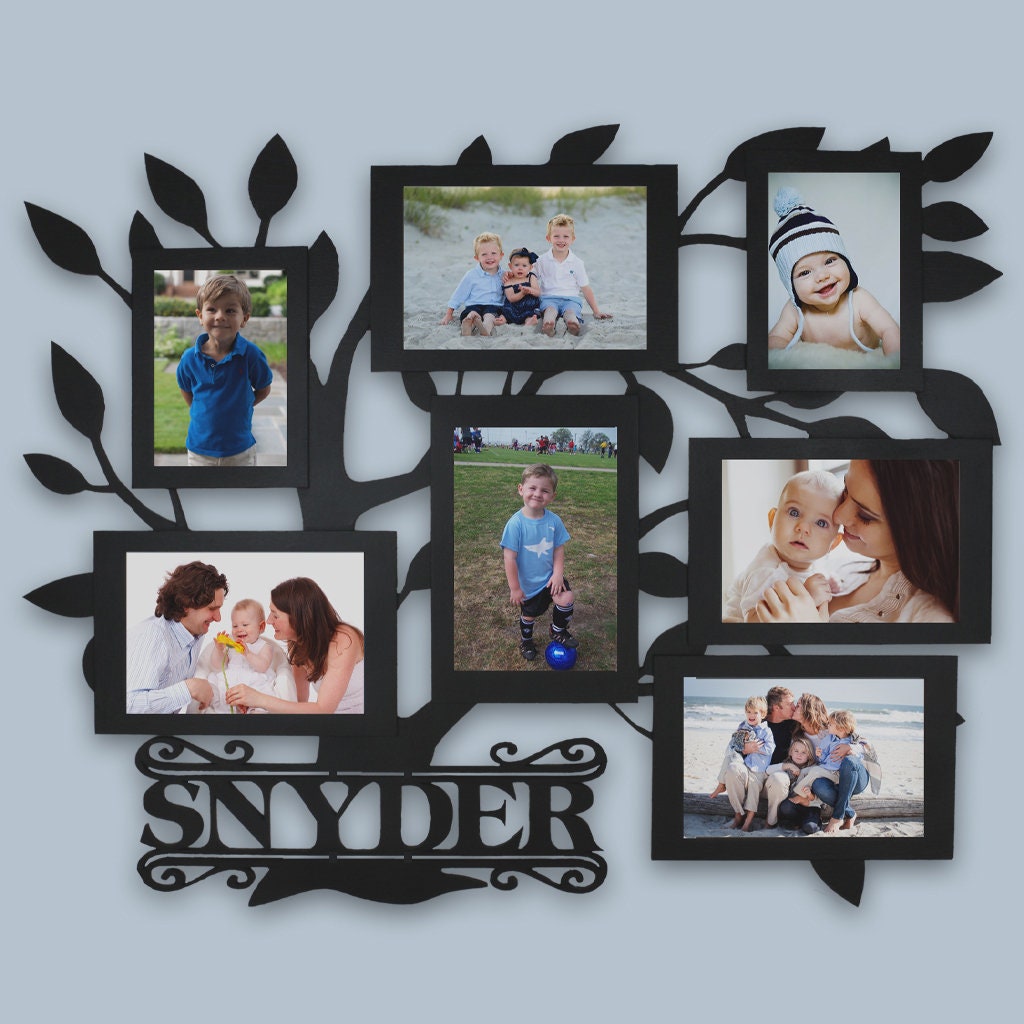 Family Tree Collage With Name Sign Personalized Photo Frame, Family ...
